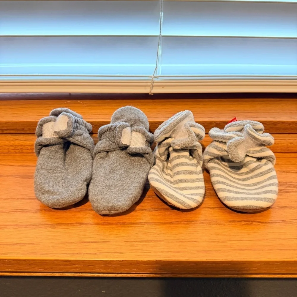 Shoes | Gray And Striped Baby Booties | Poshmark
